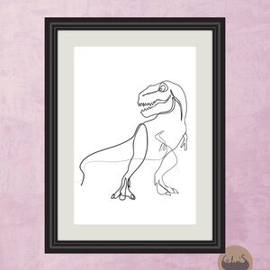 Tyrannosaurus DINOSAUR T-REX Printable Wall Art, Single Line Drawing ...