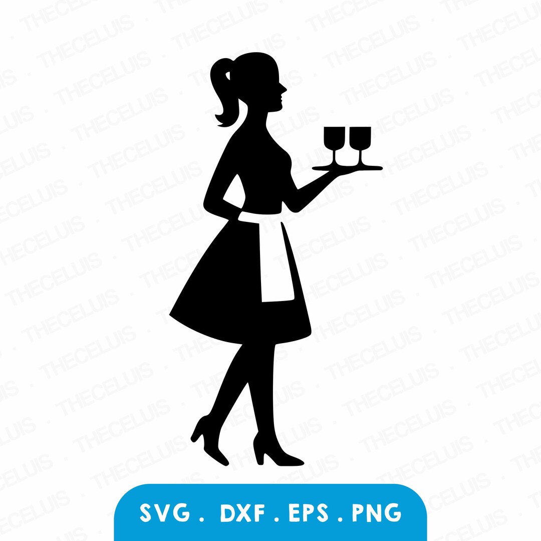Waitress SVG DXF PNG Clipart: Digital File for Cutting, Engraving ...