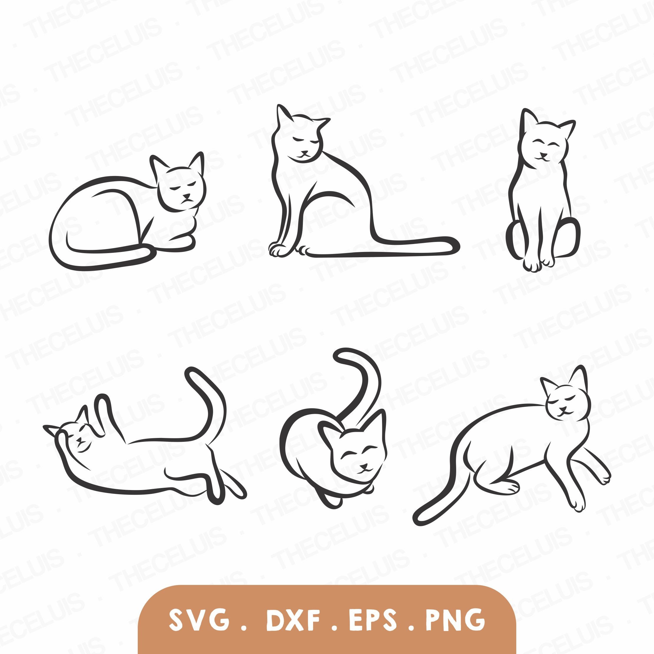 Cute CATS Sketch Vinyl Cutting File, SVG Files, DXF File, Eps File, Png ...