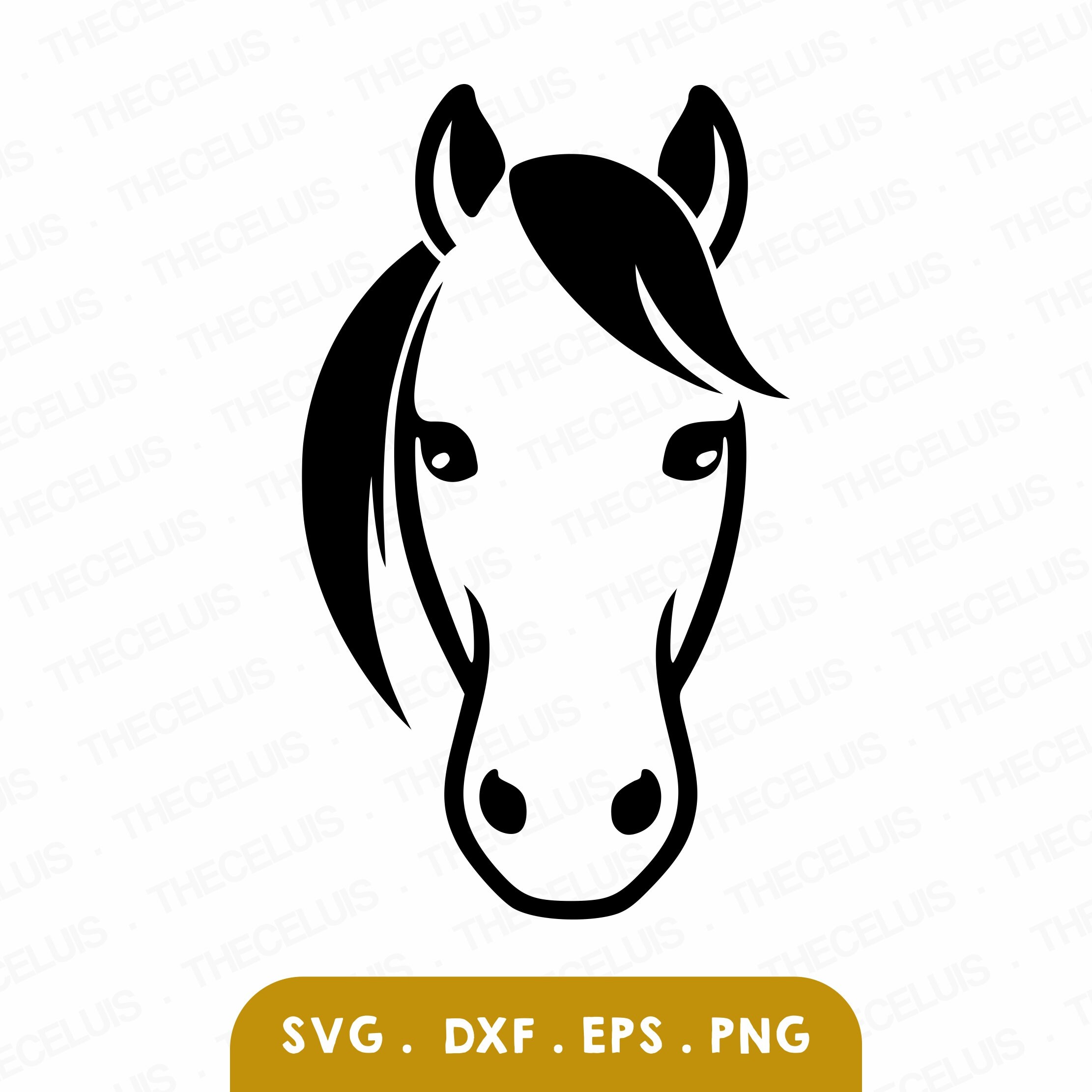 HORSE Face Svg, Eps, Dxf, Png File - Vinyl Cutting File, Animal ...