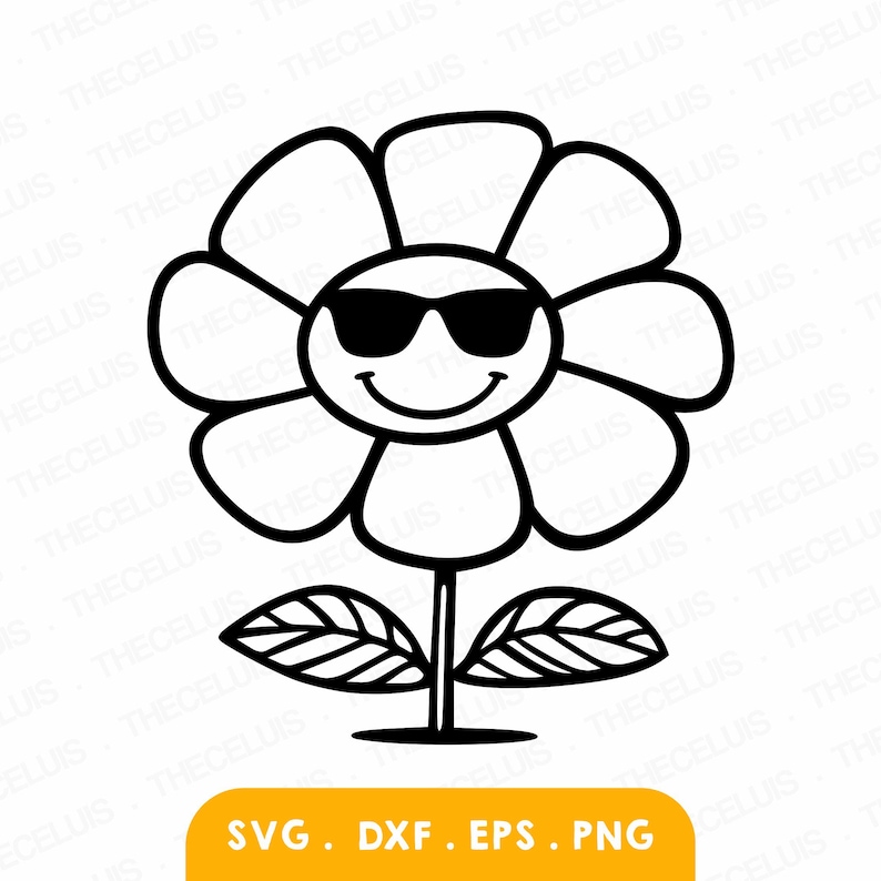 Smiley Flower Sunglasses SVG: Floral Clipart for Cricut, Silhouette ...