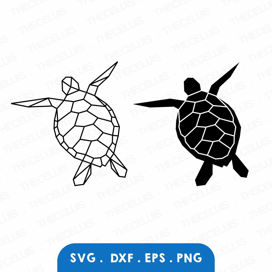 Geometric Sea Turtle SVG PNG Files, Polygonal Animal Clipart for Cricut ...