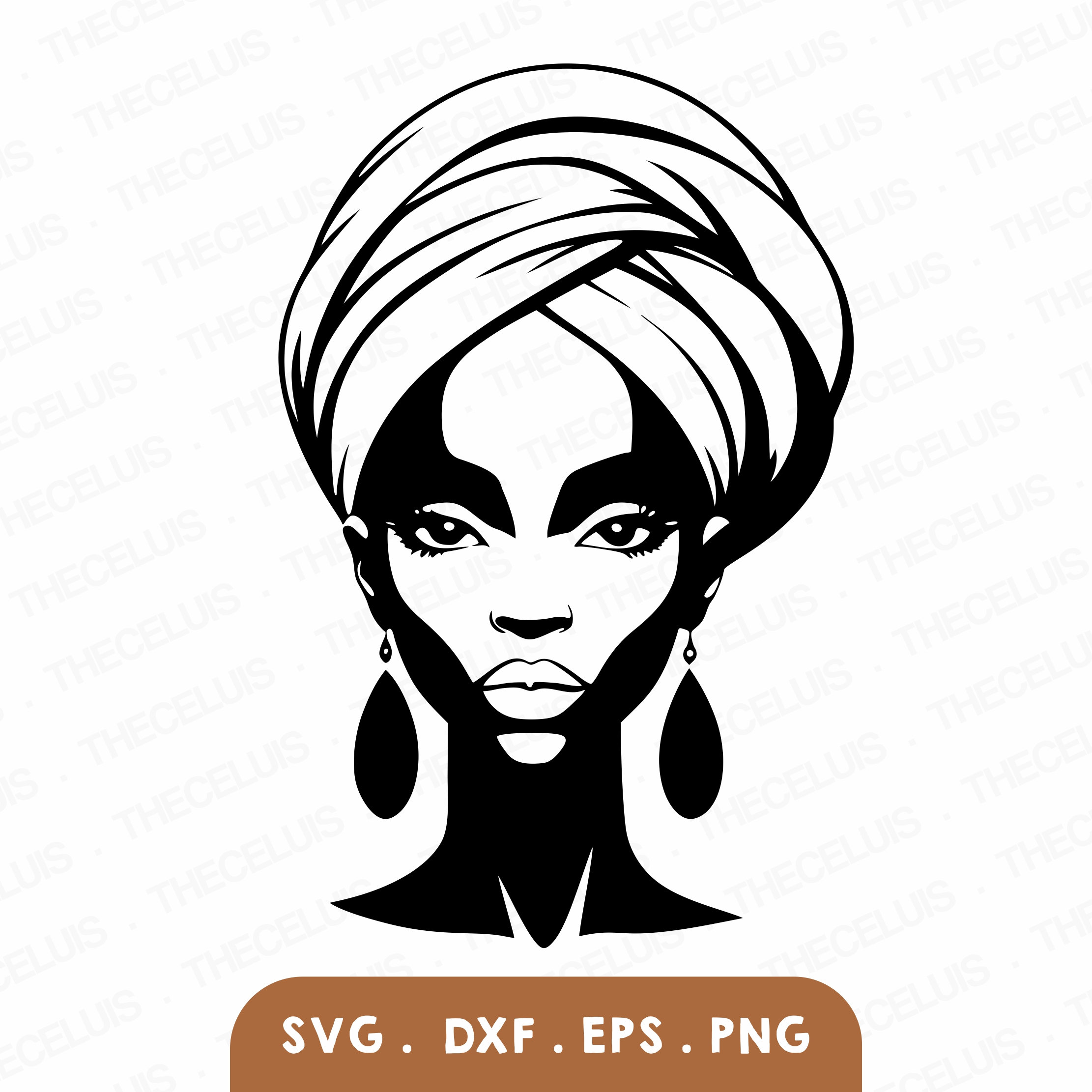 AFRICAN WOMAN Svg, Eps, Dxf, Png - Vinyl Cutting File, Turban Digital ...