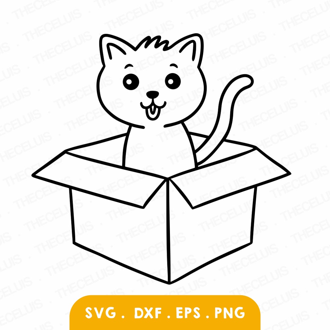 CAT in the BOX Svg, Dxf, Eps, Png File - Vinyl Cutting File, Animal ...