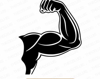 Biceps Muscle SVG, DXF, PNG Files: Bodybuilding Clipart for Cutting ...