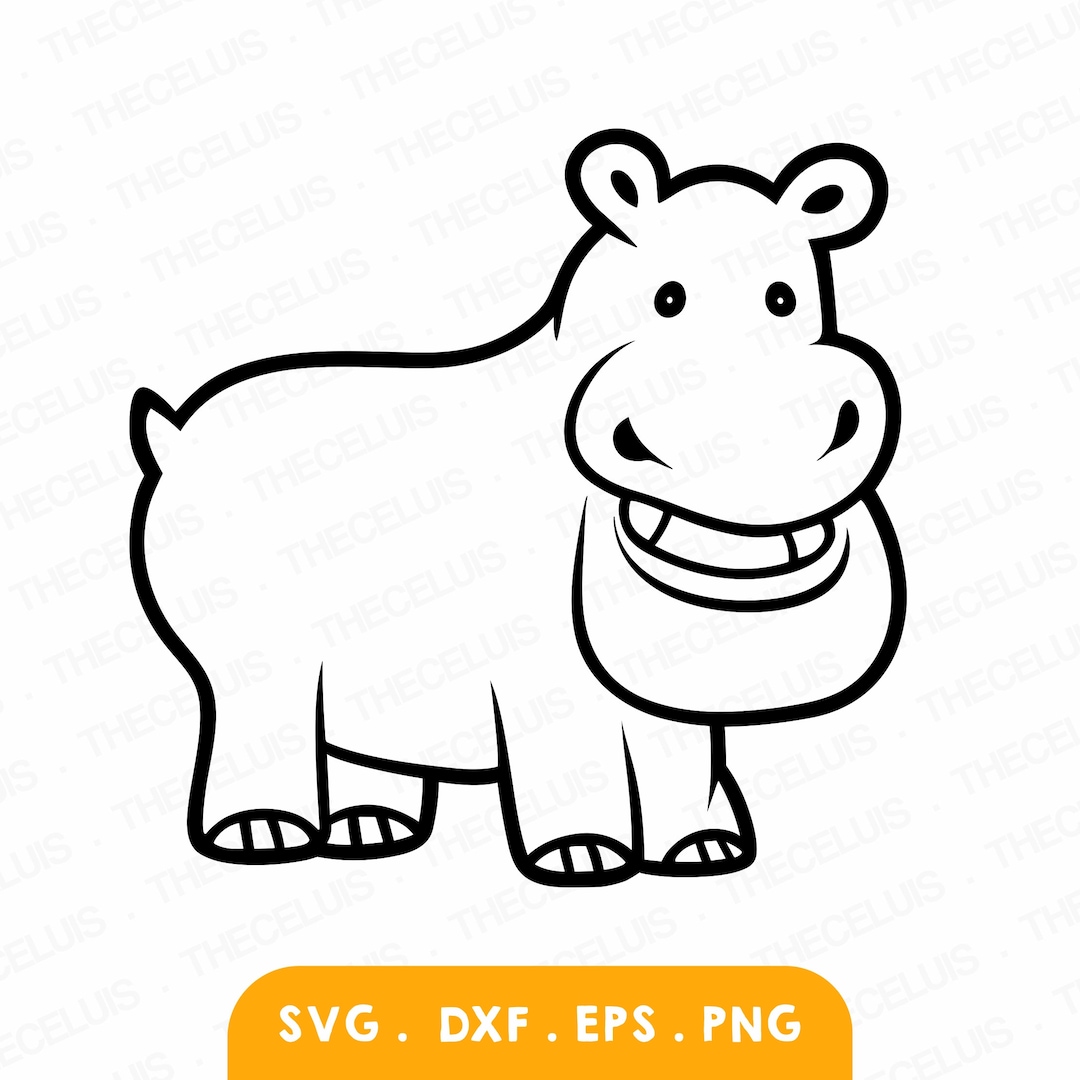 Hippo Svg, Dxf, Eps, Png File - Vinyl Cutting File, Animal Cartoon ...