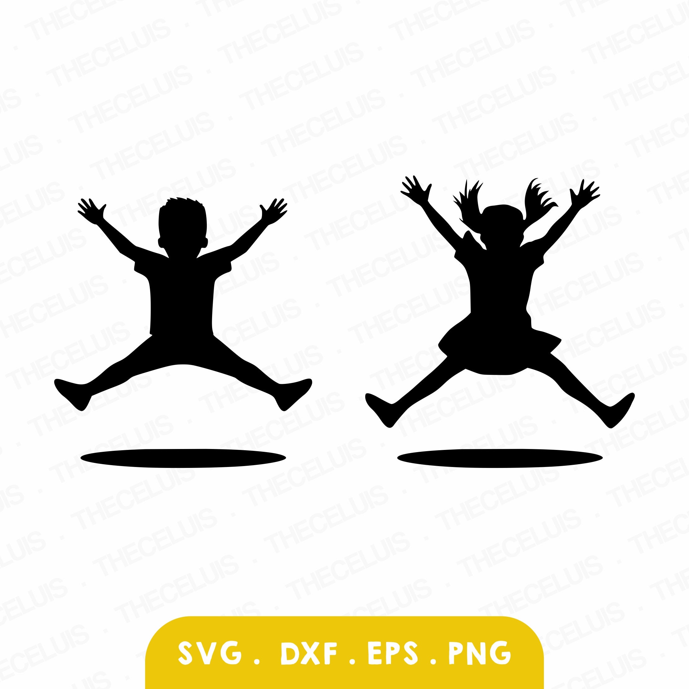 KIDS STAR JUMP Svg, Eps, Dxf, Png Vinyl Cutting File, Boy & Girl ...
