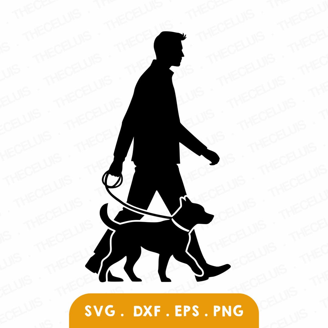 Man and Dog Walking Clipart, SVG PNG Files (digital Download) - Etsy