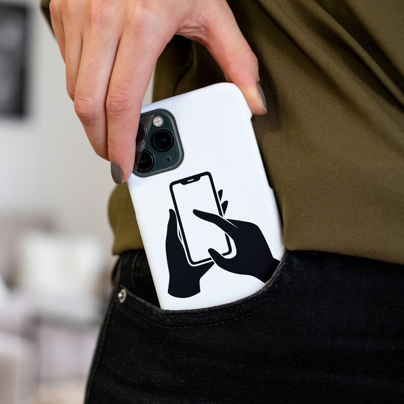 Smartphone in Hand SVG PNG DXF: Mobile Phone Clipart for Cricut ...
