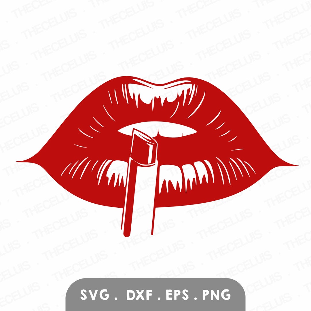 LIPSTICK on LIPS Svg, Dxf, Eps, Png - Vinyl Cutting File, Make up ...