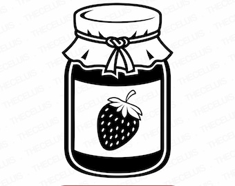 Vintage Jam Jar Svg, Strawberry Jam Png, Jam Clipart, Jam Dxf, Jam Jar ...