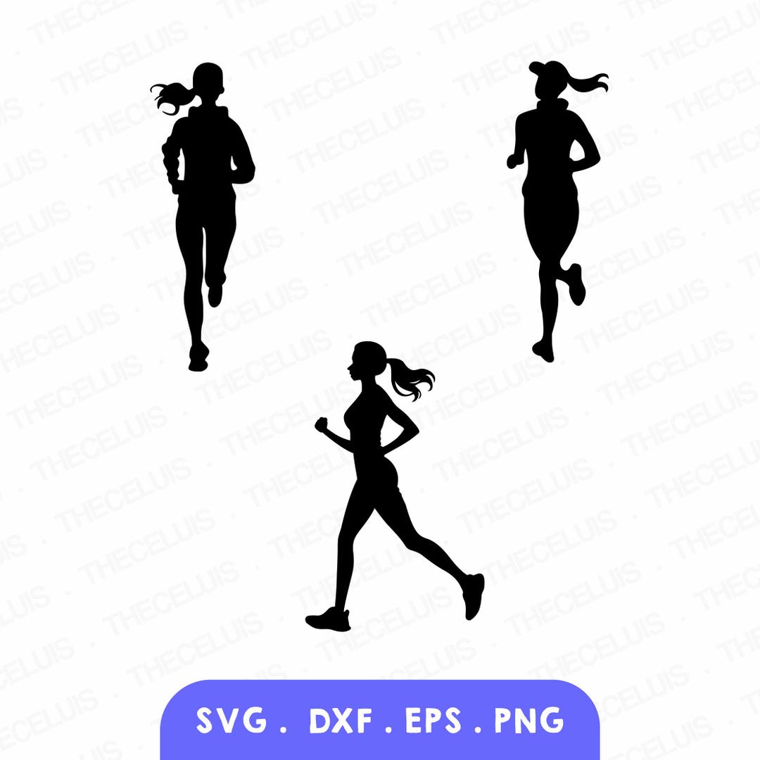 Female RUNNER Silhouette Svg, Dxf, Eps, Png - Vinyl / Sticker Cutting ...