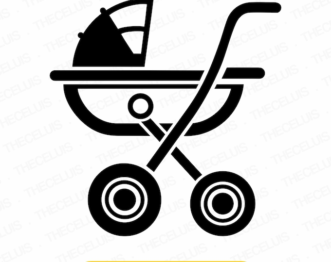 Pram SVG Bundle, Baby Stroller, Baby Buggy Silhouette Clipart, Outline ...
