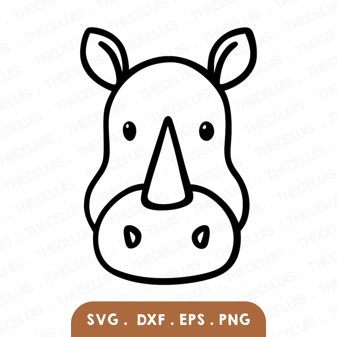 RHINO FACE Svg, Dxf, Eps, Png Files Vinyl Cutting File, Wildlife ...