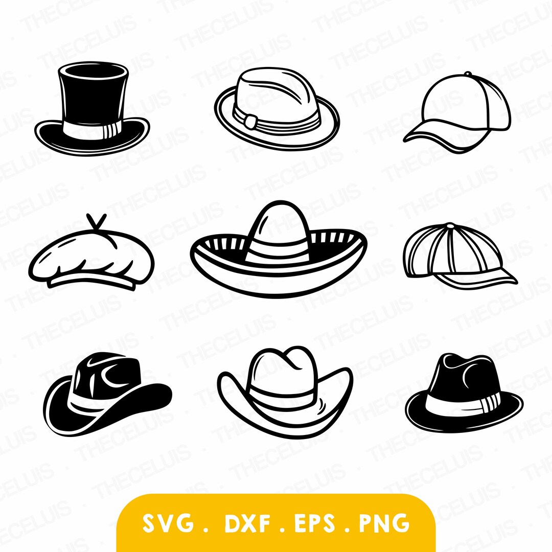 HAT Svg, Eps, Dxf, Png Files - Vinyl Cutting File, Cap Digital File ...
