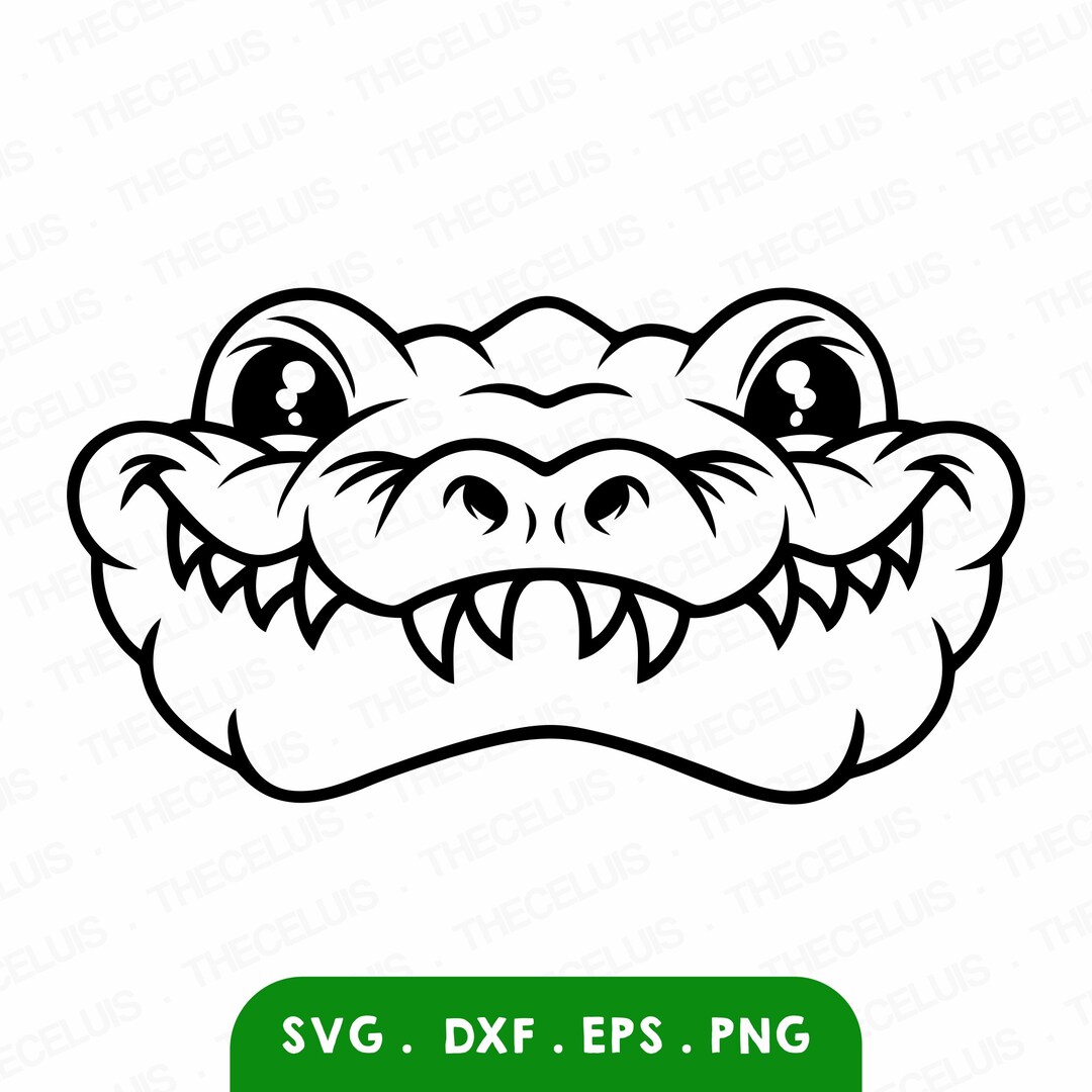 Crocodile Face SVG PNG DXF Files: Alligator Clipart for Cricut ...
