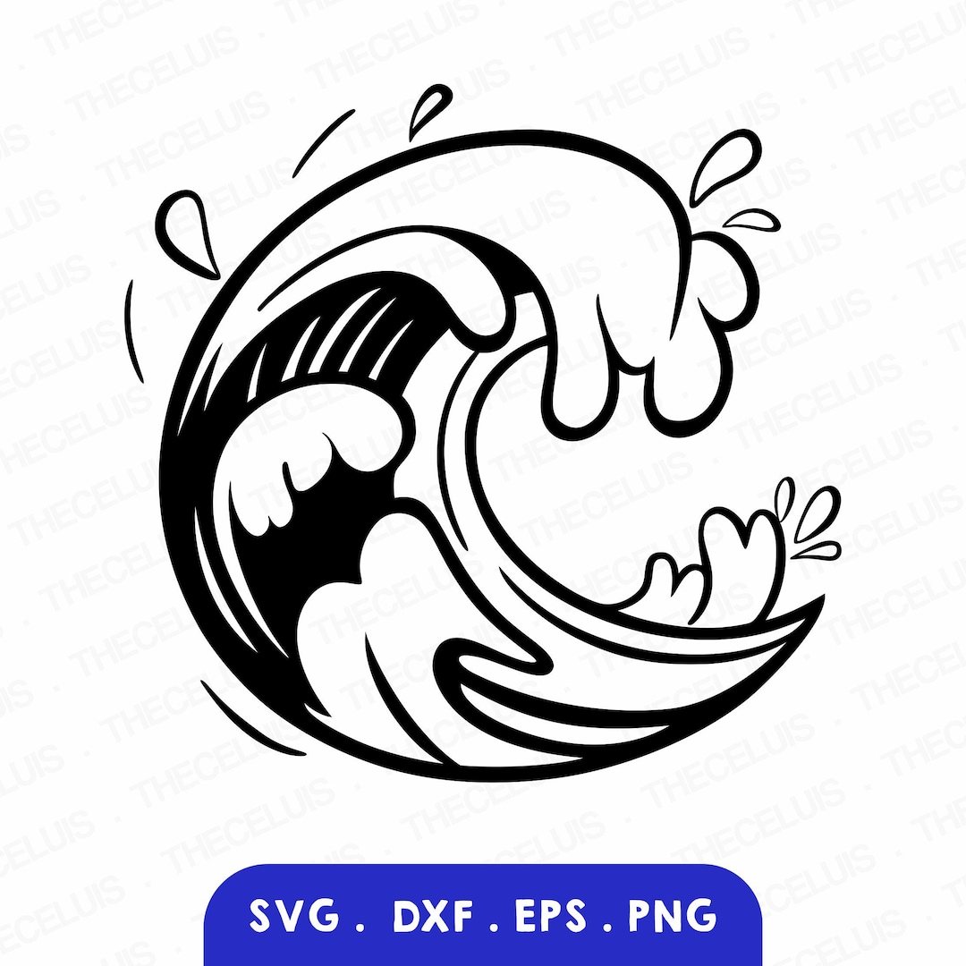 WAVE Svg, Eps, Dxf, Png Files - Vinyl Cutting Ocean Wave Engraving ...