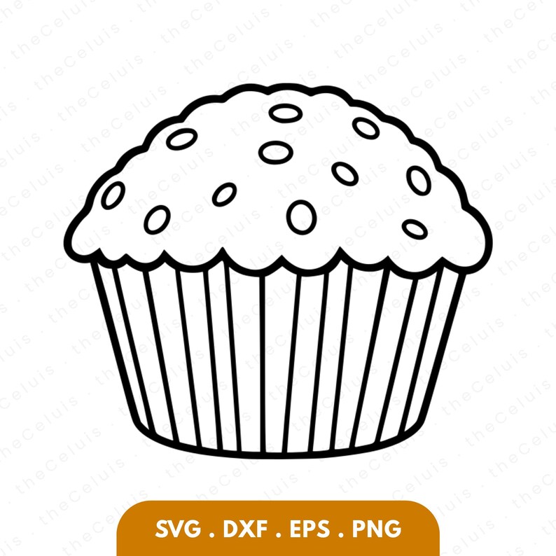 Muffin Outline SVG PNG DXF Files: Food Clipart for Cutting, Engraving ...