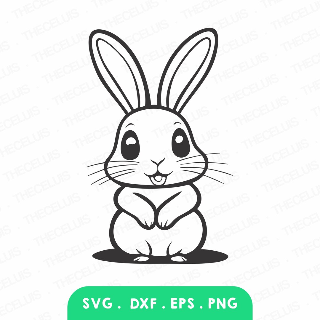Rabbit SVG PNG Files: Bunny Clipart for Cutting, Engraving, Printing ...