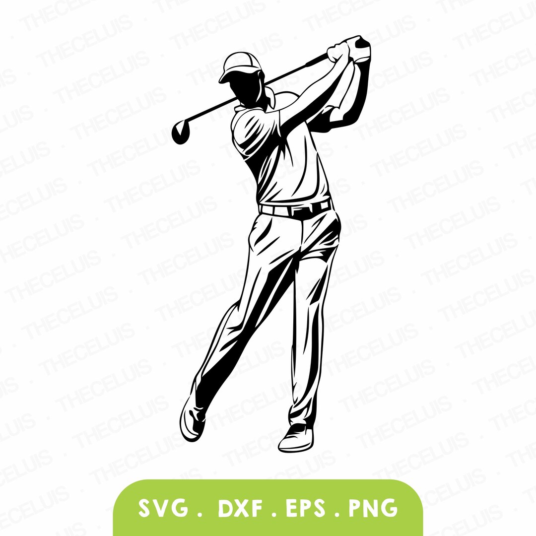 Golfer SVG PNG DXF Files: Golf Clipart for Cutting, Engraving, Printing ...