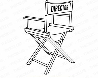 Director's Chair Outline SVG PNG Files for Vinyl Cutting, Engraving ...