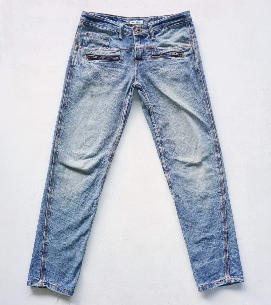Japanese Brand CLEF DE SOL Multi-pockets Curvy Side Beams Jeans - Etsy