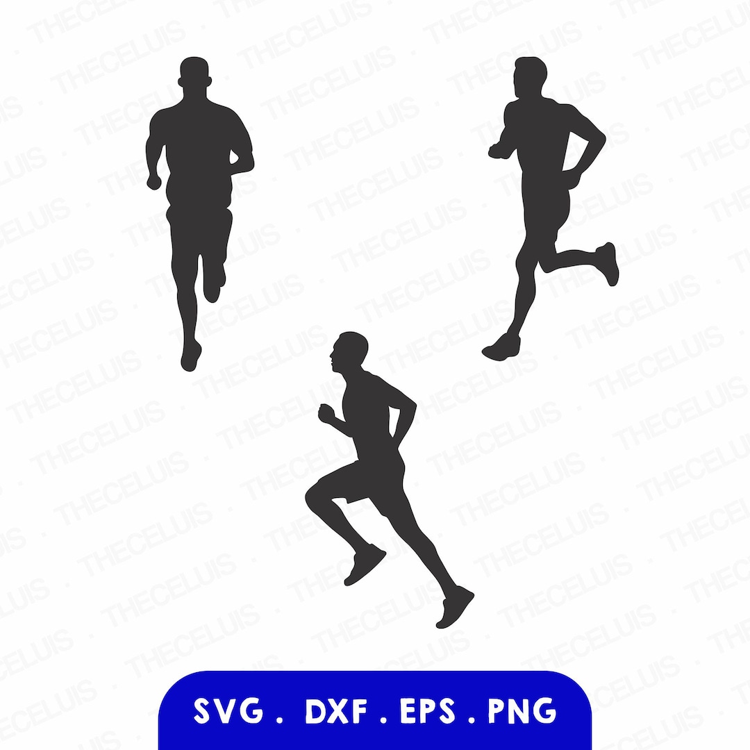 Male RUNNER Silhouette Svg, Dxf, Eps, Png File - Vinyl / Sticker ...