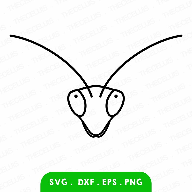 Mantis Portrait SVG PNG Files: Outline & Silhouette Insect Clipart ...