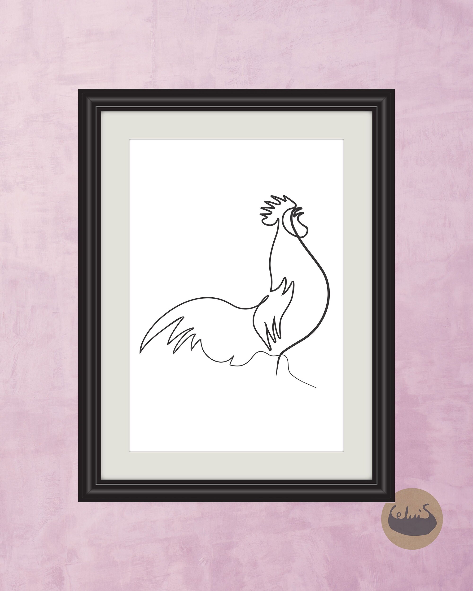 Rooster Printable Wall Art, Rooster Single Line Drawing Chicken Art ...