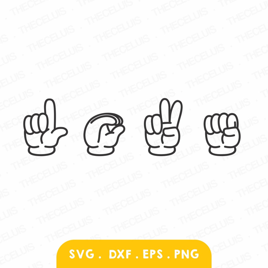 L.O.V.E - Hand Sign Alphabet SVG, Eps, Dxf, PNG - Love Sign Cutting ...