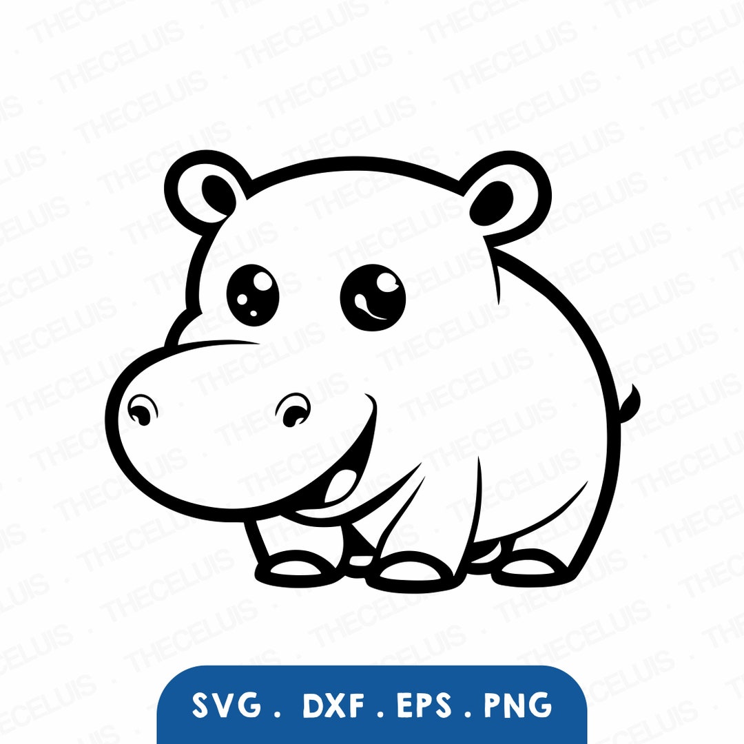 HIPPO Svg, Dxf, Eps, Png File - Vinyl Cutting File, Wildlife Digital ...