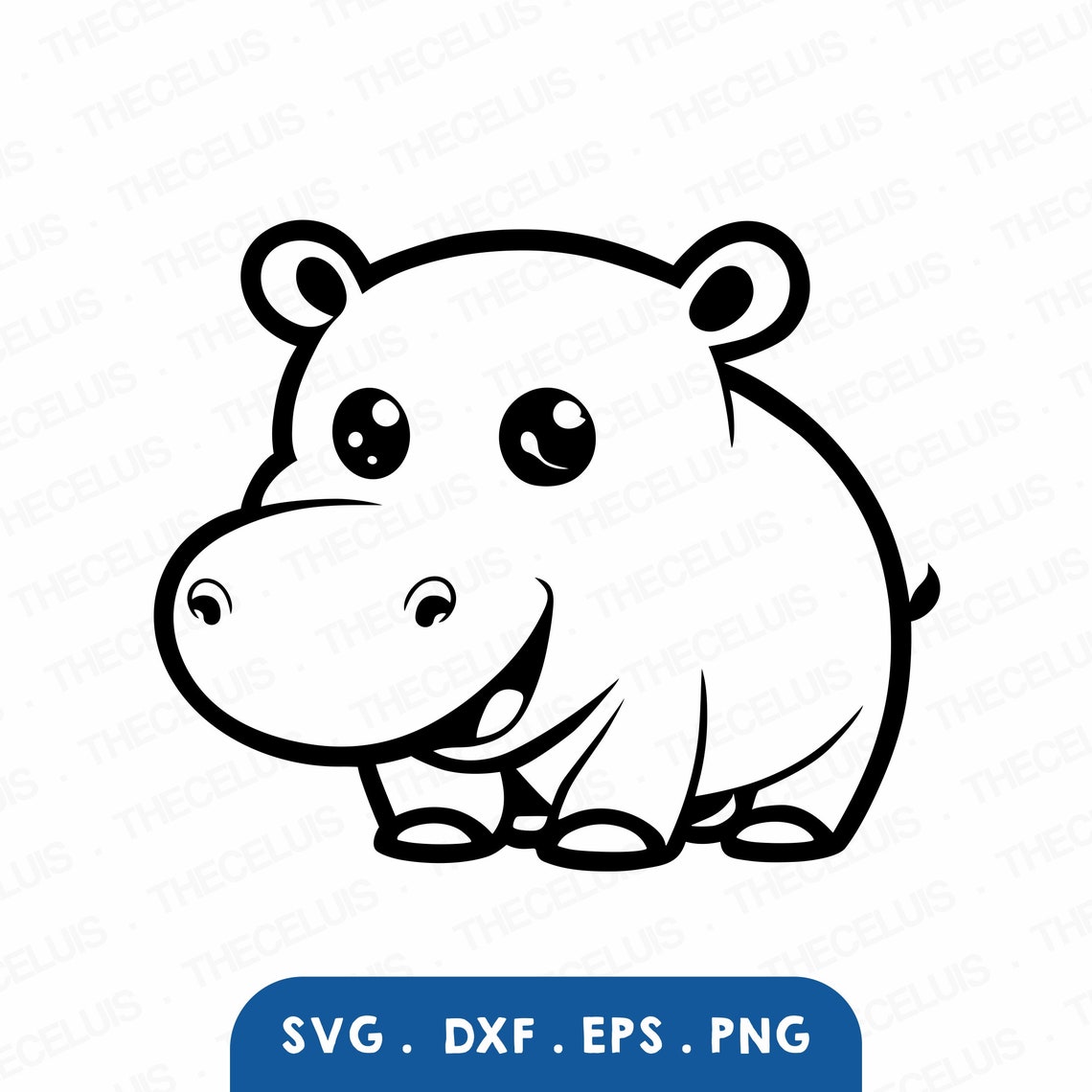 HIPPO Svg, Dxf, Eps, Png File Vinyl Cutting File, Wildlife Digital File ...