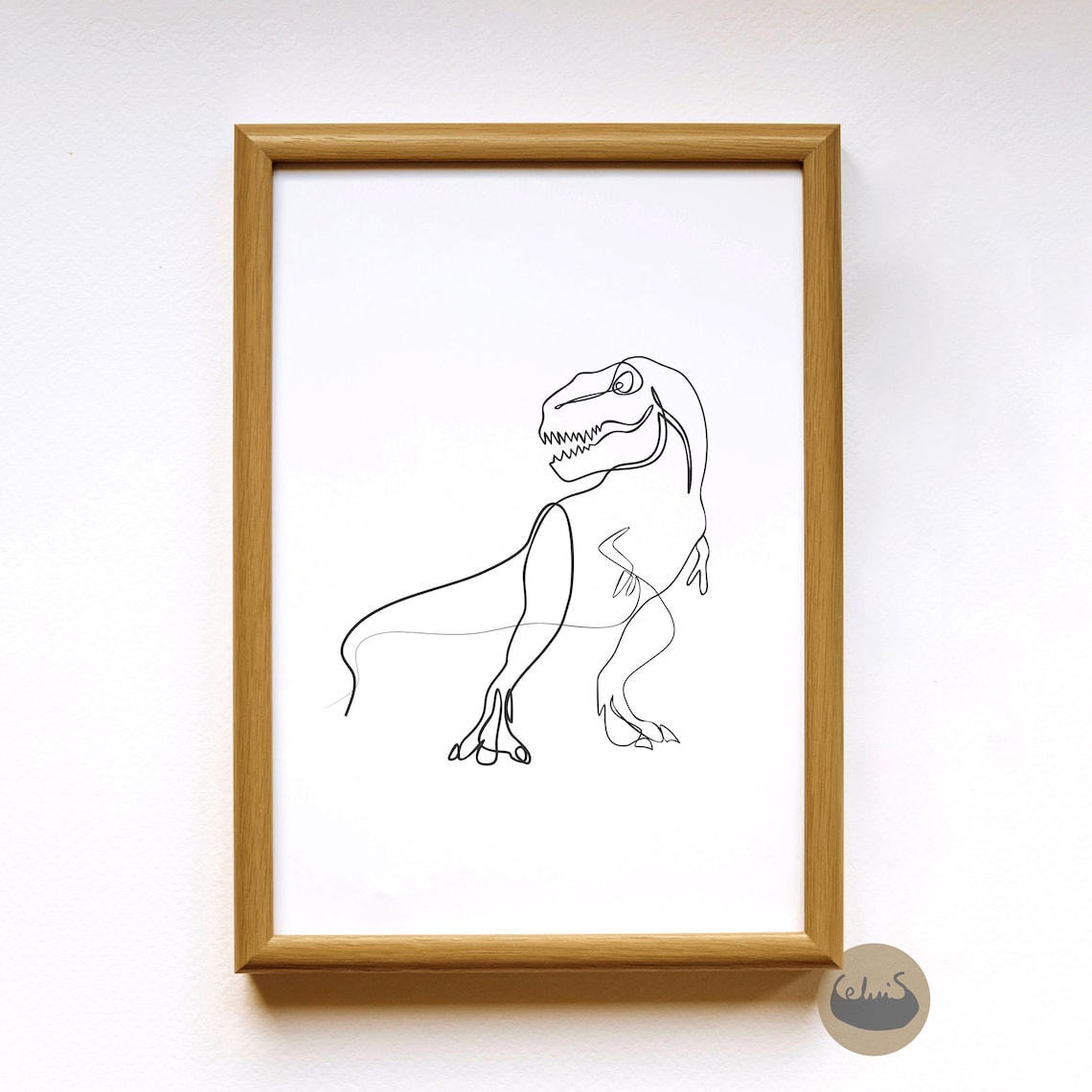 Tyrannosaurus DINOSAUR T-REX Printable Wall Art, Single Line Drawing ...