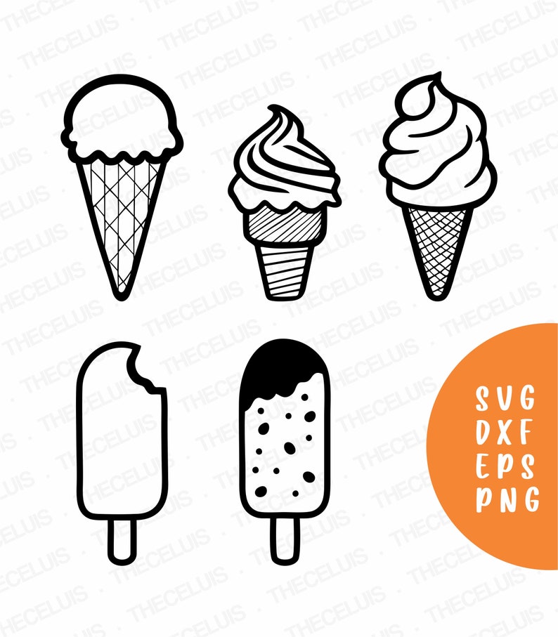 ICE CREAM SVG Png Dxf Eps File Clipart Vinyl Cutting - Etsy