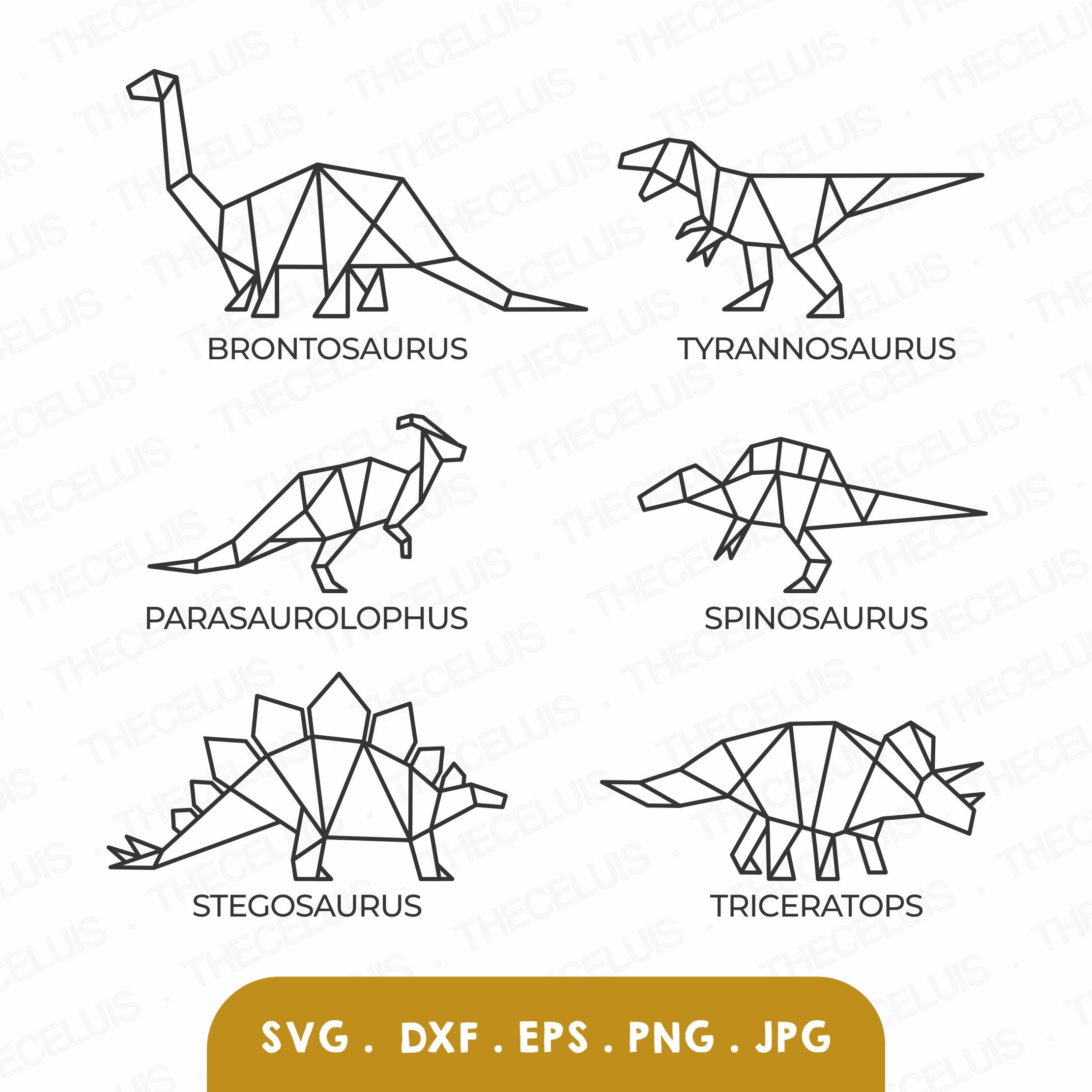 Geometric Dinosaur SVG Bundle: Polygonal Dino Cut Files (digital ...