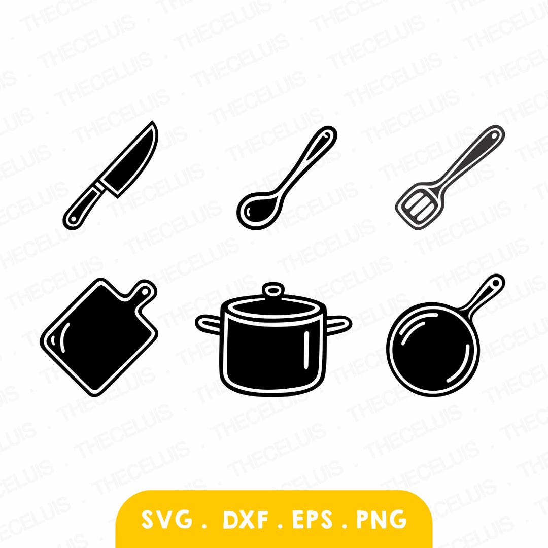KITCHEN UTENSILS Svg Dxf Eps Png - Vinyl Cutting Kitchen Engraving ...