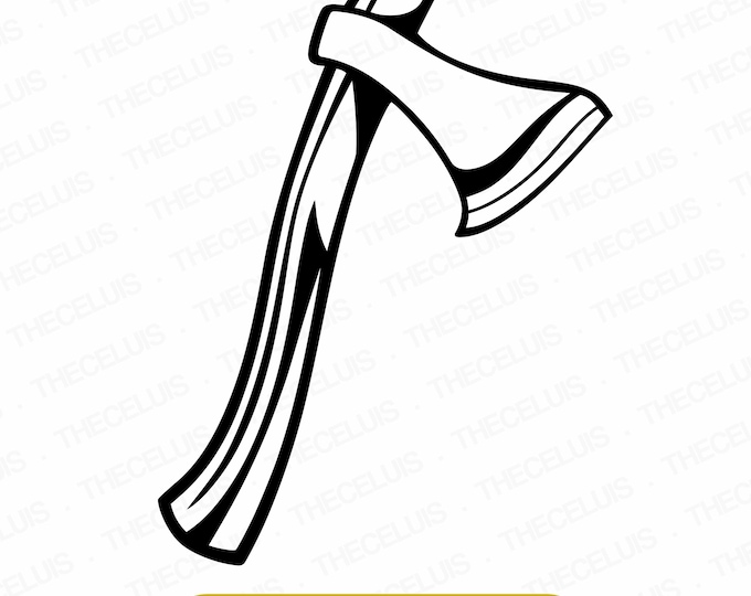 Axe Silhouette SVG, Long Axe Cut File, Lumberjack Tree Chopping Axe ...