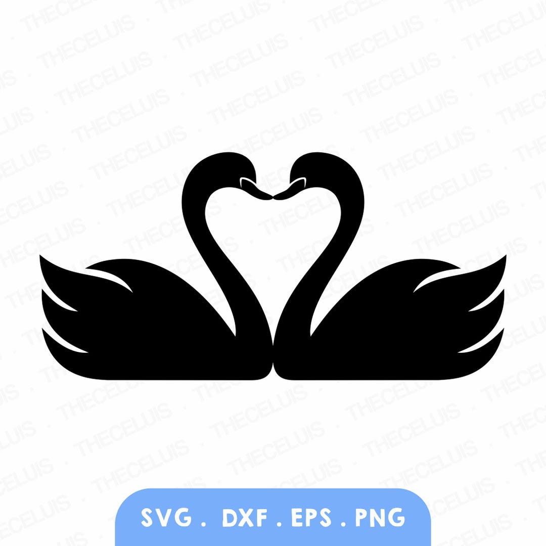 SWAN COUPLE SILHOUETTE Svg, Eps, Dxf, Png Files - Vinyl / Sticker ...