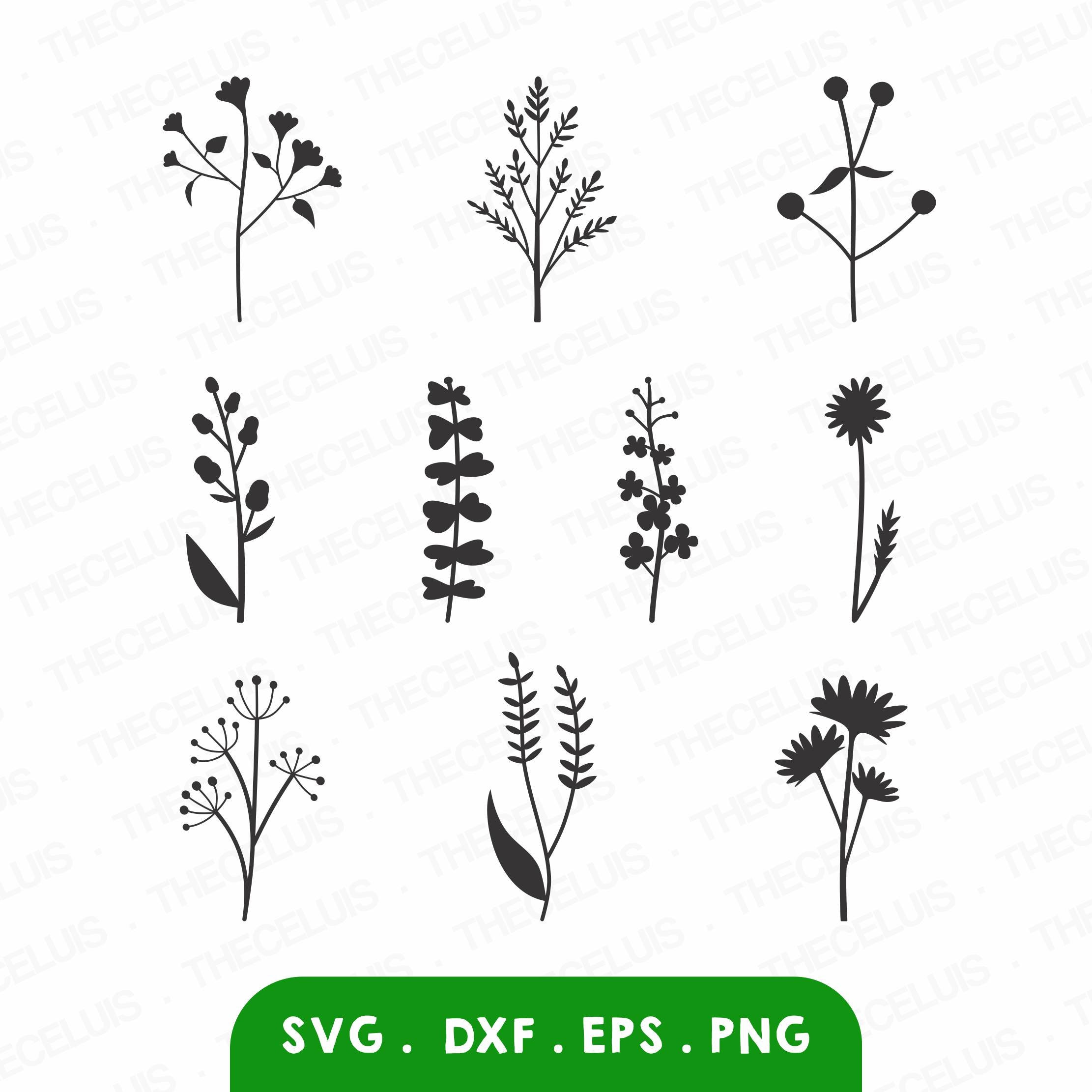 10 Wildflowers Silhouette SVG Files, DXF File, Eps File, PNG File ...