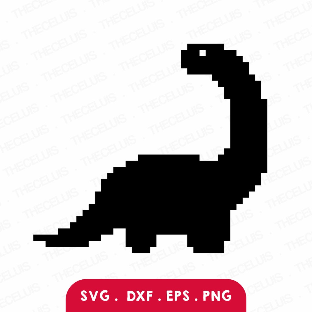 BRONTOSAURUS 8-bit- Svg, Dxf, Eps, Png File- Vinyl Cutting File ...