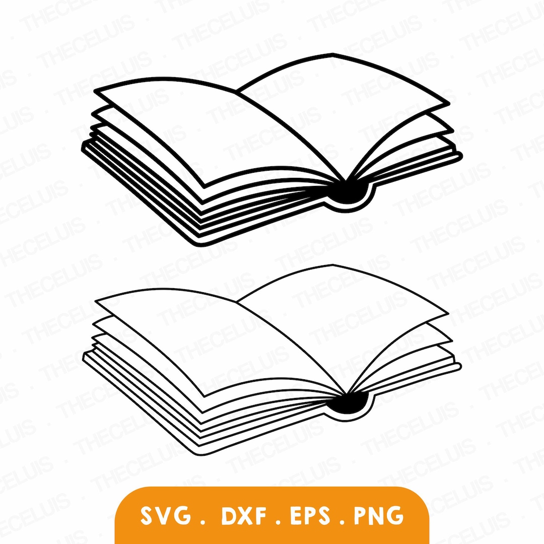 OPEN BOOK OUTLINE Svg, Dxf, Eps, Png Files - Vinyl Cutting, Book ...