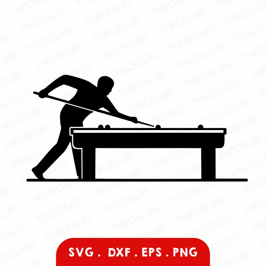 Snooker Player SVG, Dxf, Eps, Png Files: Billiards, Pool Clipart ...