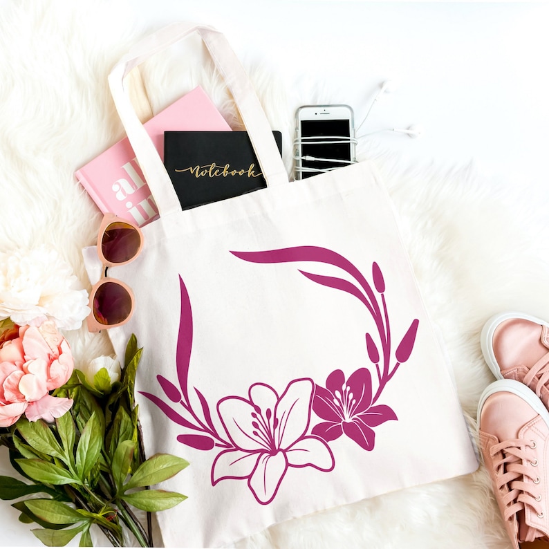 LILY WREATH Svg, Eps, Dxf, Png Files Vinyl Cutting File, Lilies Digital ...