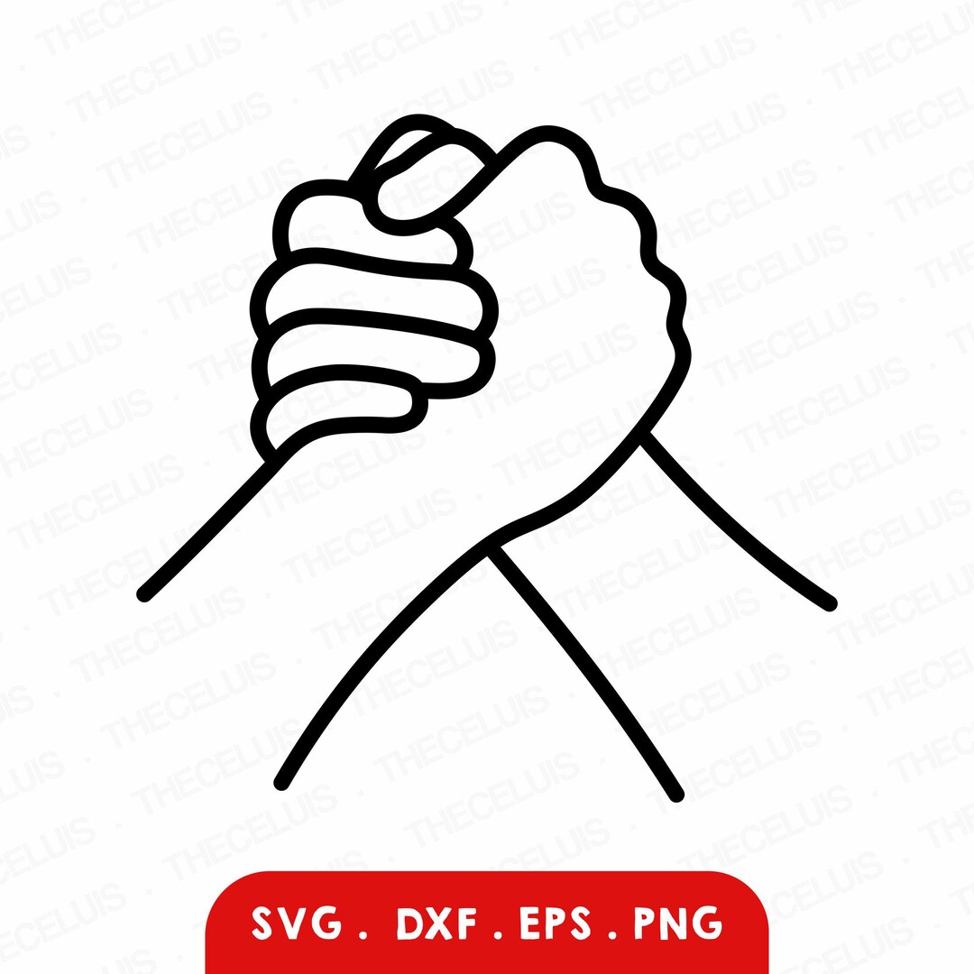 Arm Wrestling SVG PNG DXF Files: Handshake Outline Clipart for Cricut ...