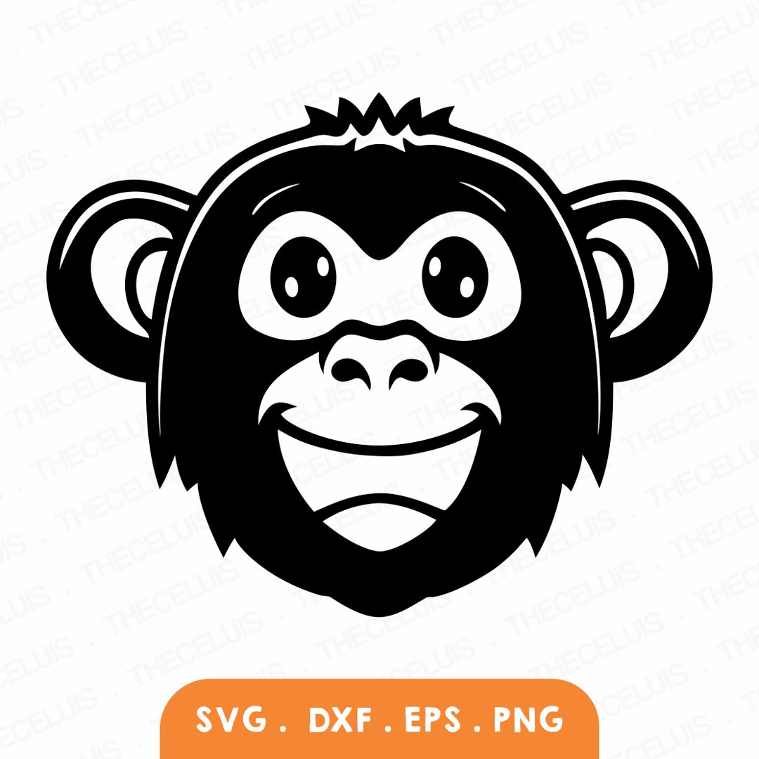 Monkey Face SVG File Smiling Ape Clipart for Cricut & Silhouette ...