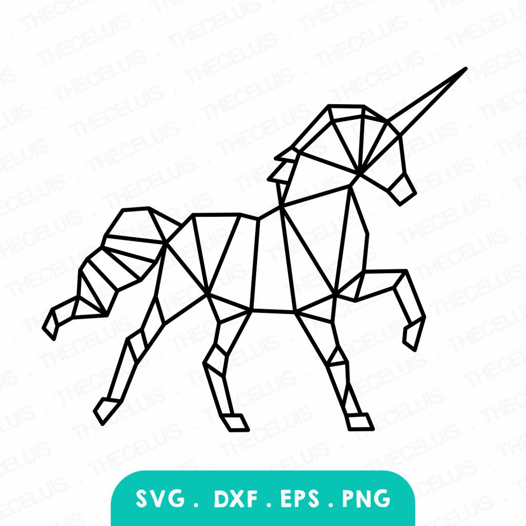 Geometric Unicorn SVG, Dxf, Eps, Png: Polygonal Cut File (digital ...