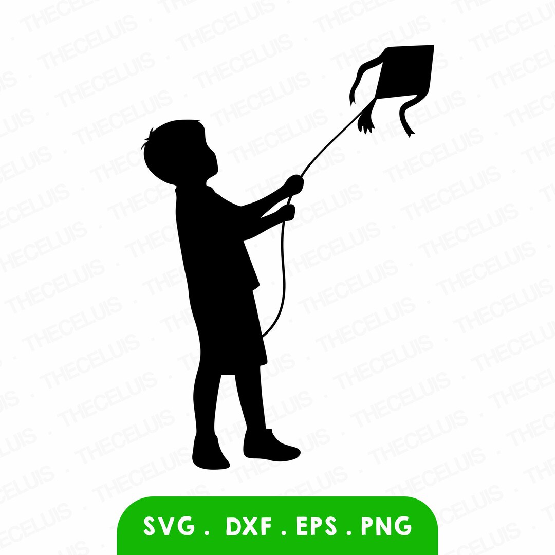 BOY FLYING KITE Svg, Dxf, Eps, Png File - Vinyl Cutting, Engraving ...