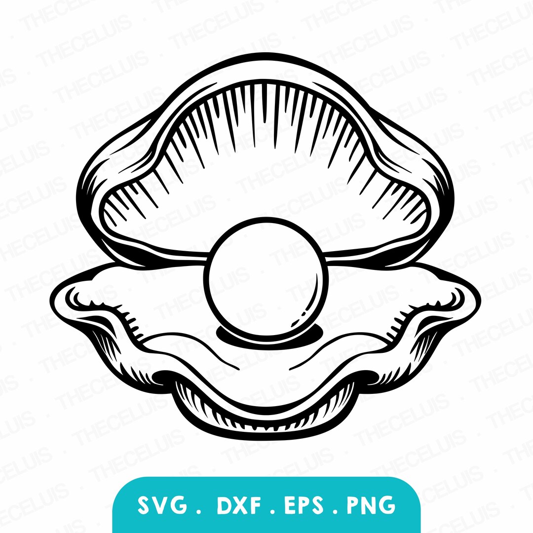 Pearl Clam SVG PNG DXF Files: Sealife Clipart for Cricut, Silhouette ...