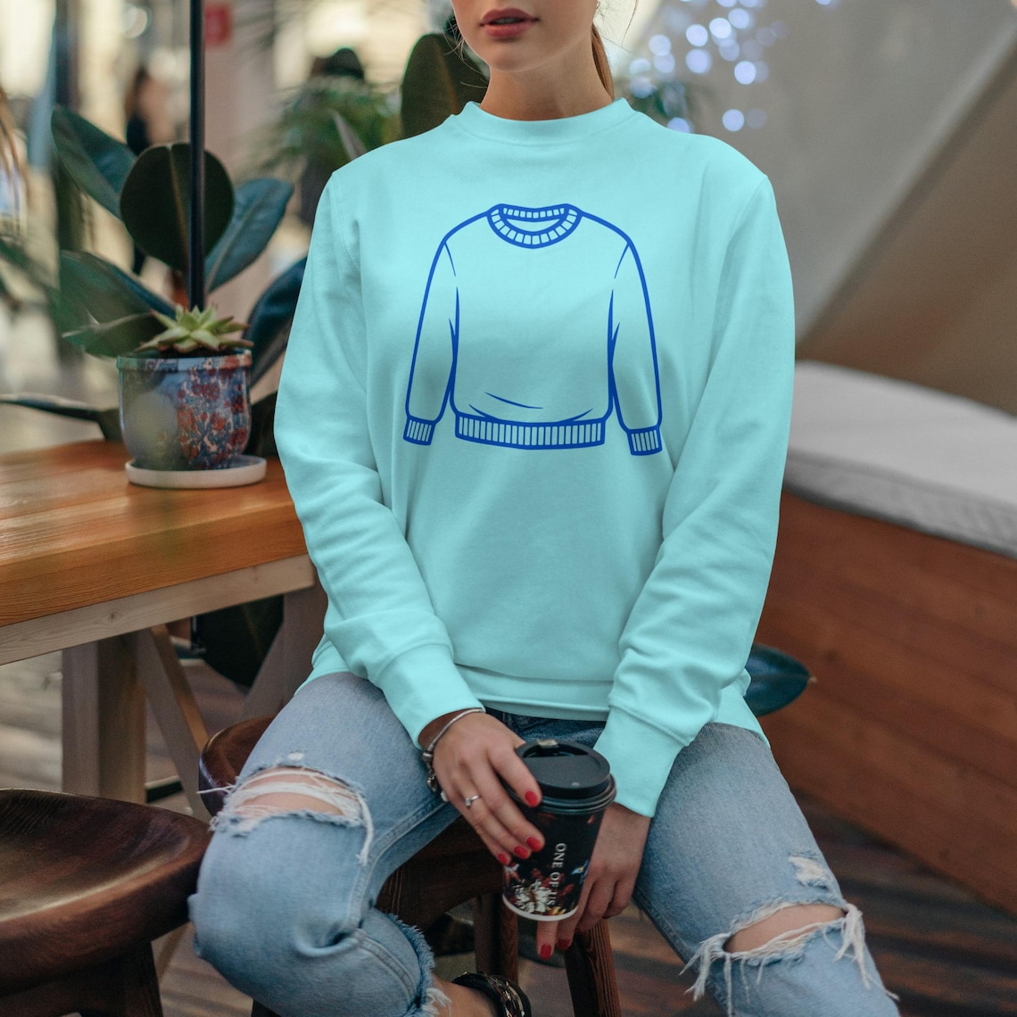 Sweatshirt Outline SVG PNG Files: Sweater Clipart for Cricut ...