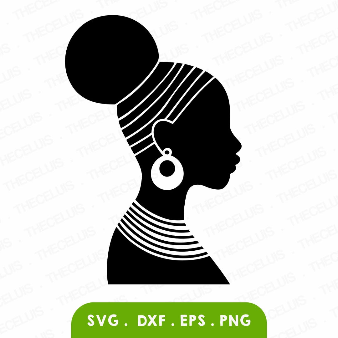 African Woman Side View SVG PNG DXF: Female Portrait for Cricut ...